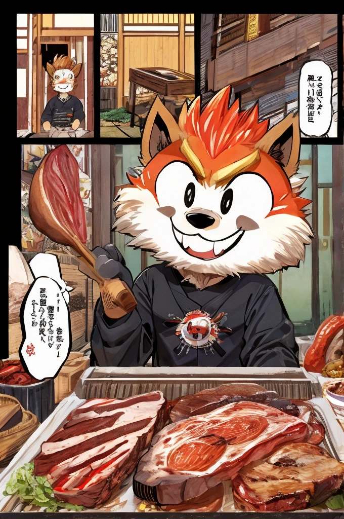 Comics、Japanese Manga、 The scene where they talk about meat、Comical ...