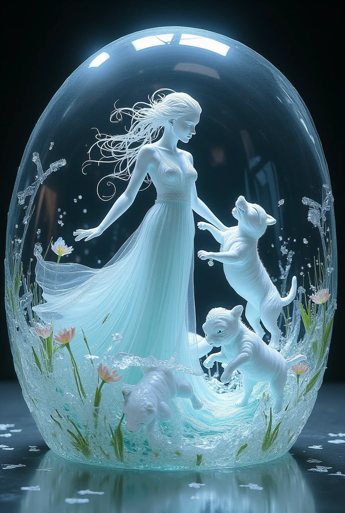 ((broken mirror)) ((crystalline glass)) ((glass puppies)) ((glass woman ...