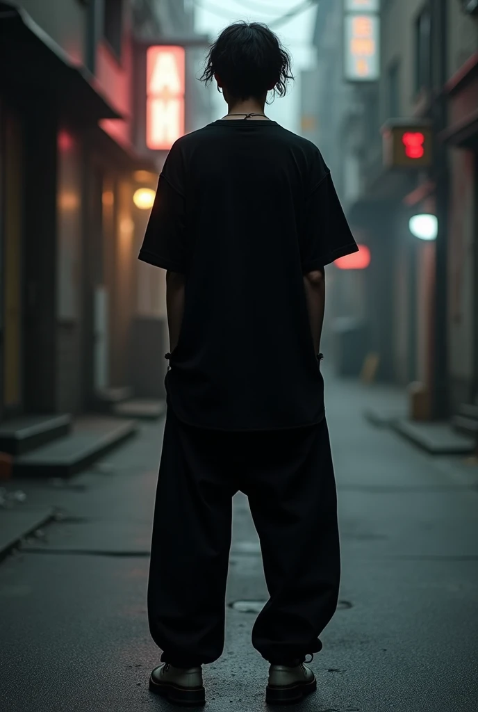 Black baggy pants and black shirt - SeaArt AI