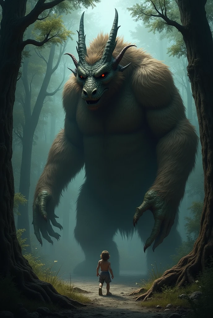 Shadow of a mysterious beast hidden in the dense forest, which seems like someth - SeaArt AI