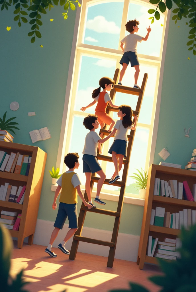 Ladder，growing，Show infectious pictures，Learning atmosphere - SeaArt AI