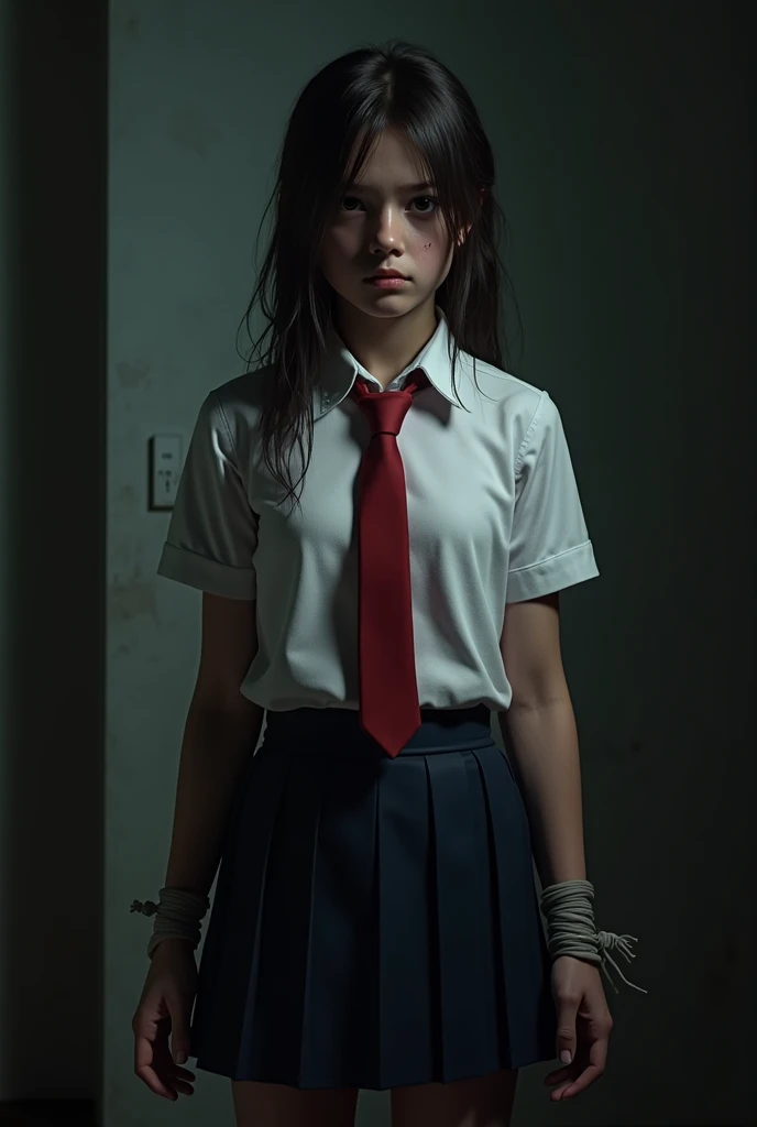 Girl in school uniform tied up - SeaArt AI