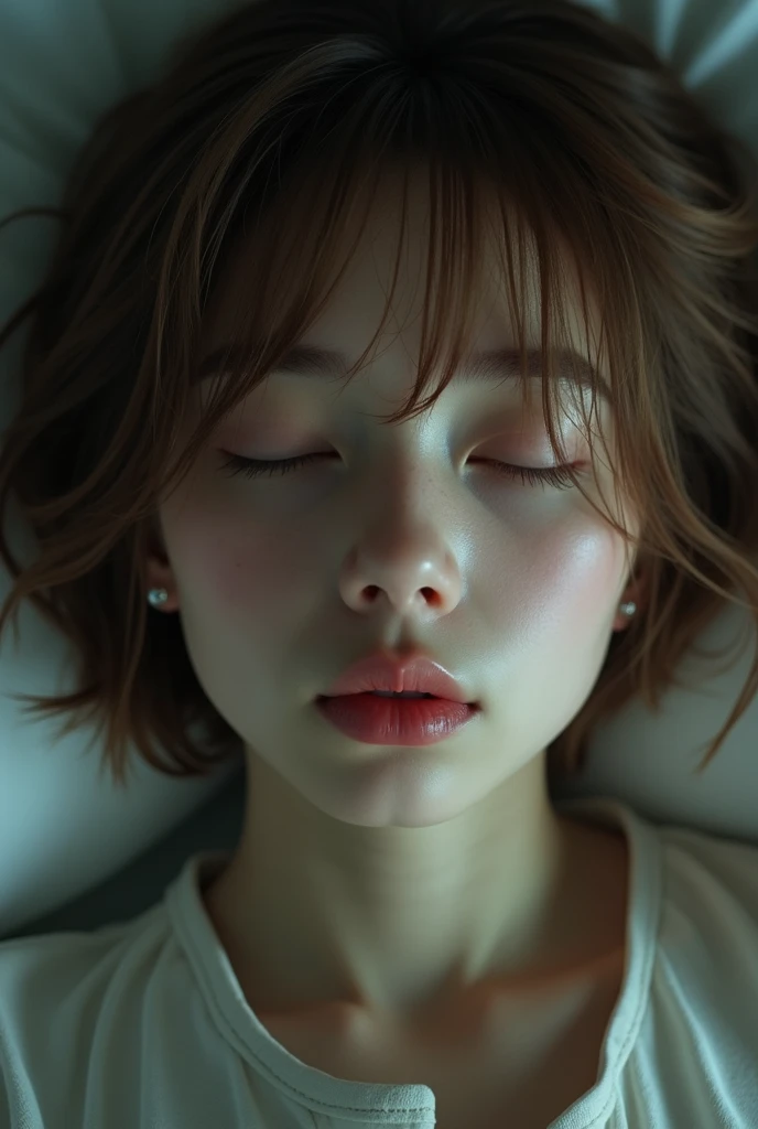 Bangs, hair between eyes, short hair, light brown hair, earrings ...