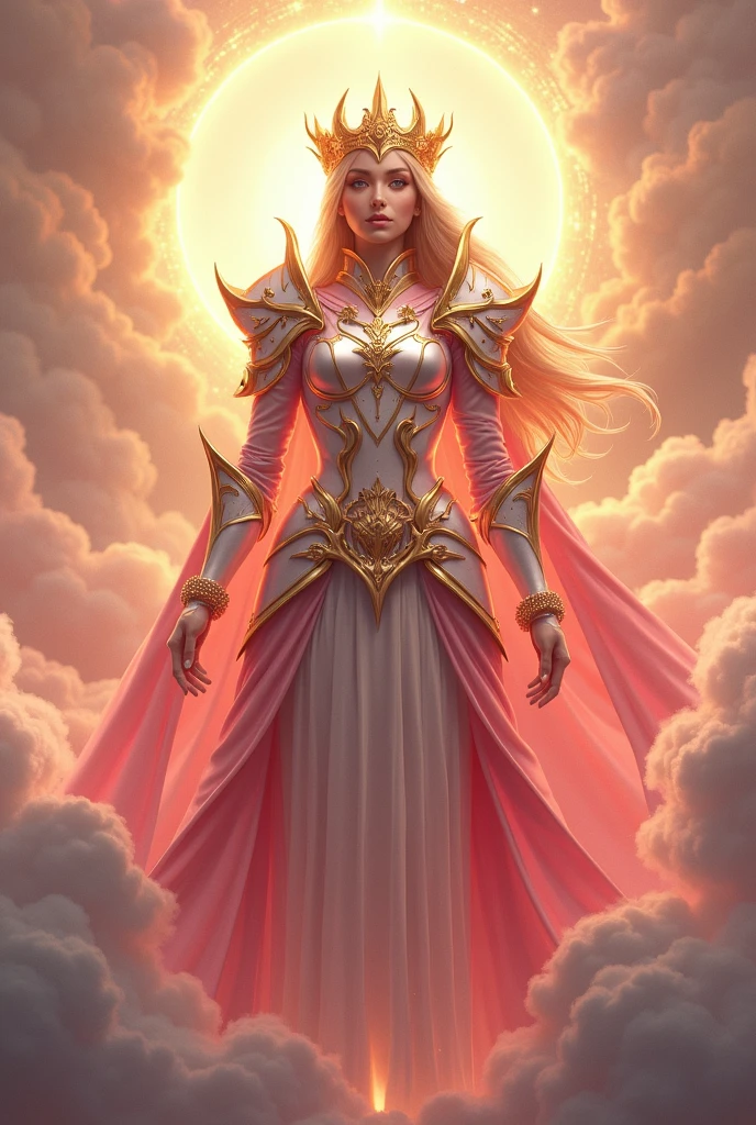 The holy queen wearing pink gold armor suite - SeaArt AI