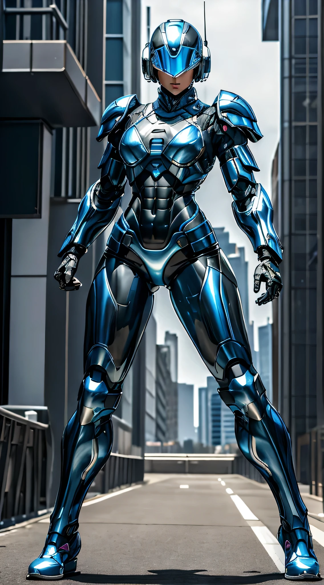 Arafed robot standing in the middle of a city street - SeaArt AI