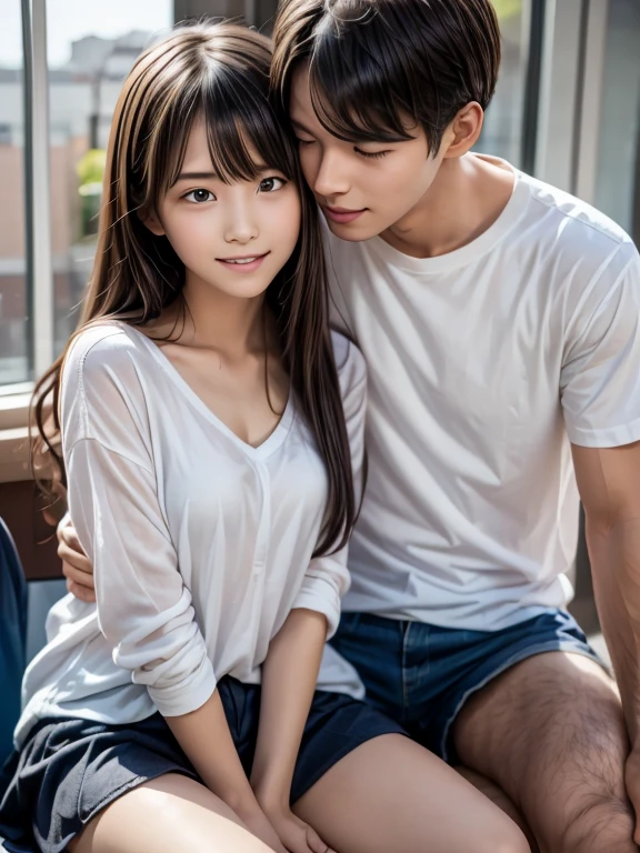 Around ,A male and female couple embrace each other in a face - SeaArt AI