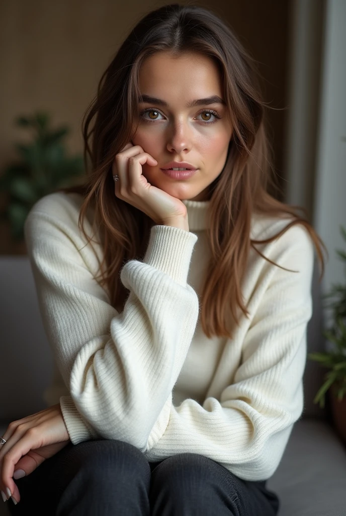 Kiera Knightley, 24 years, brown eyes, long brown flat hair - SeaArt AI
