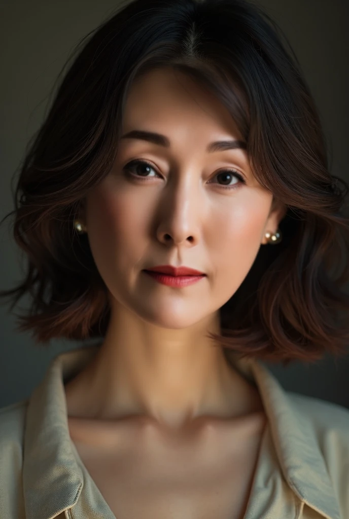 A Japanese mature woman, fair-skinned and lustrous, with medium - SeaArt AI