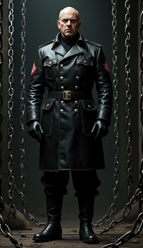 Guy Master in Leather German vk79 uniform, leather gloves - SeaArt AI