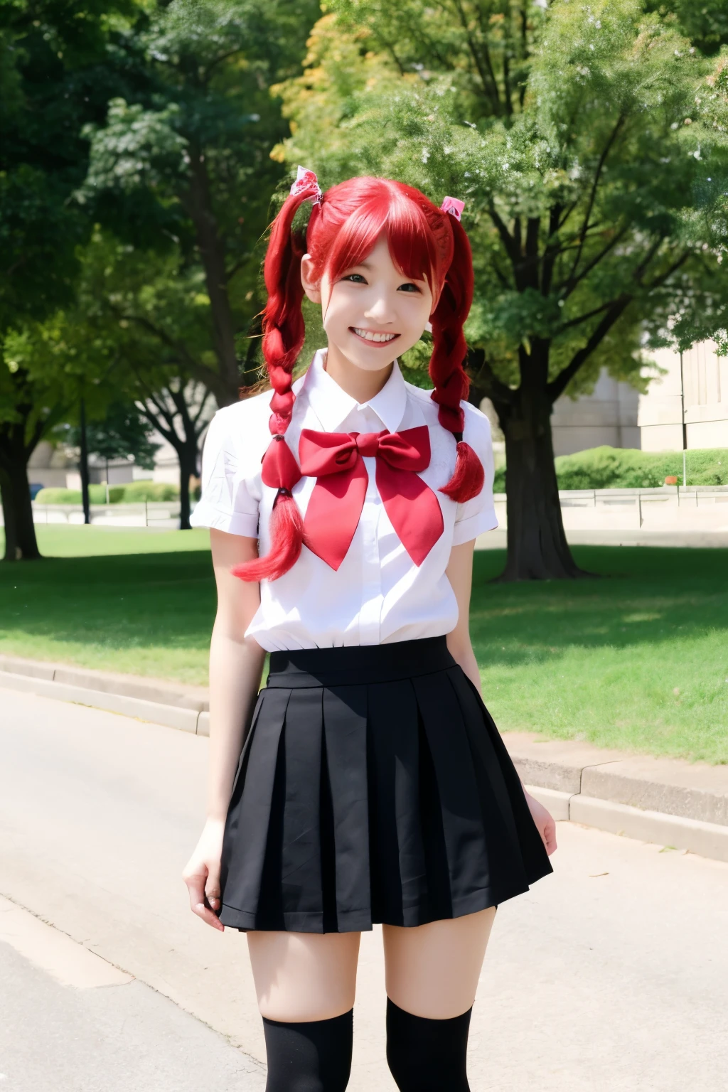 Arafly dressed woman in a skirt and bow tie posing for a picture ...