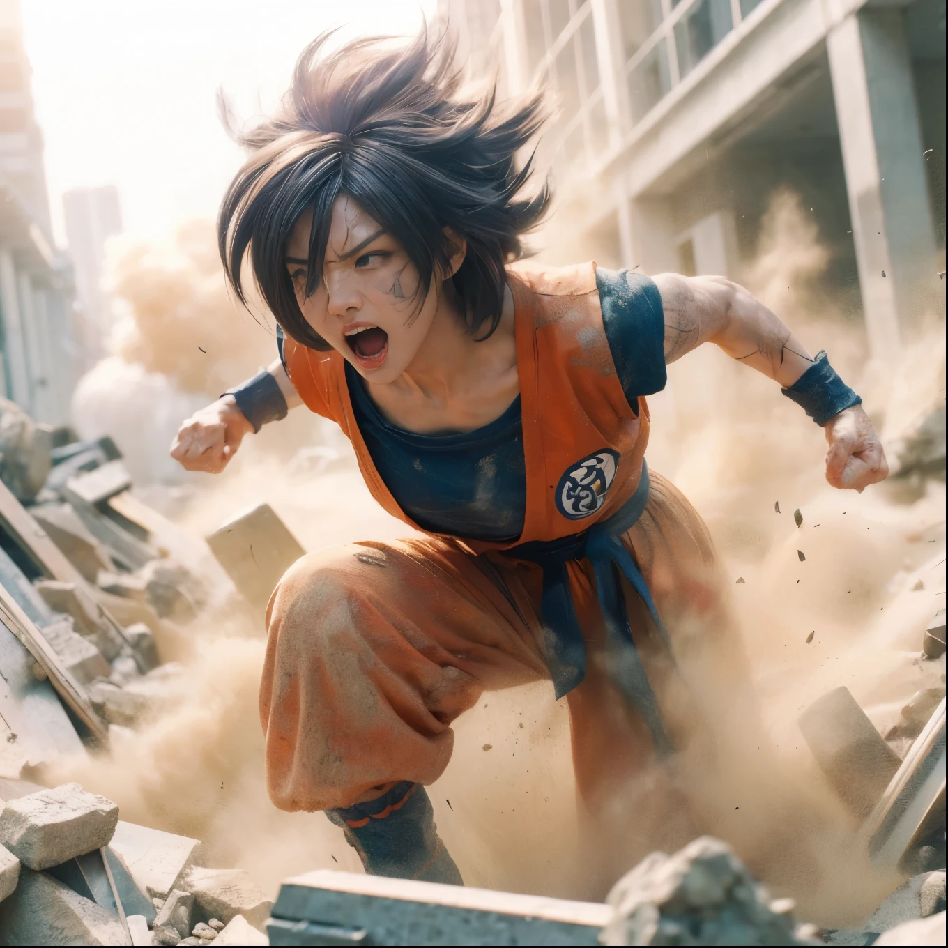 Dragon ball goku in action in a scene from the movie - SeaArt AI