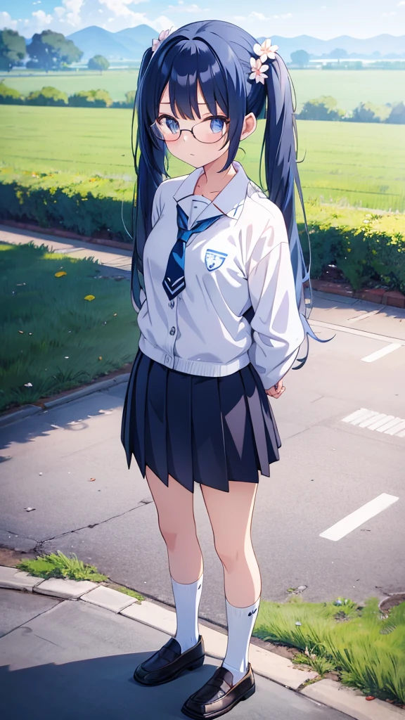 Anime girl standing with her arms folded behind her back Twin tails ...