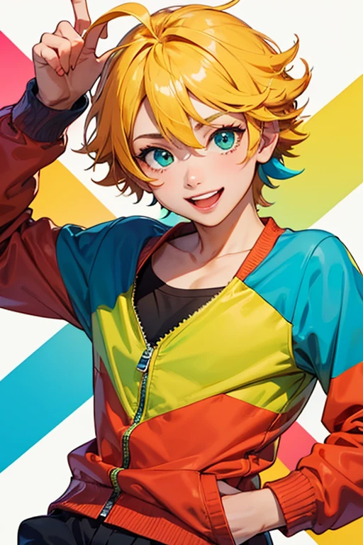 A vibrant and optimistic character with a bright smile, lively eyes ...