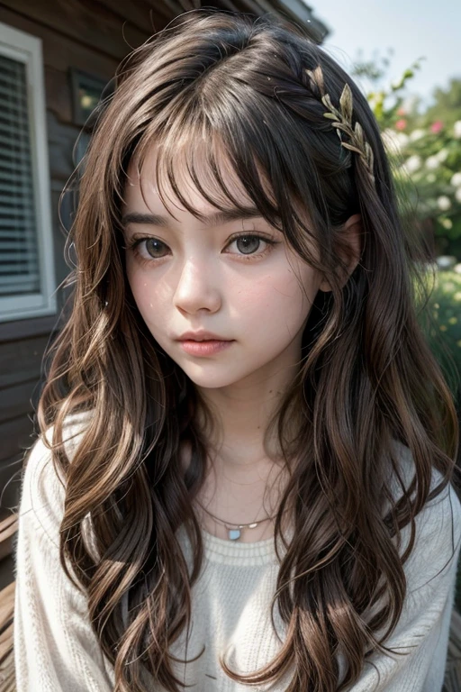 A girl with wavy hair watching her neighbor whom she loves with another ...