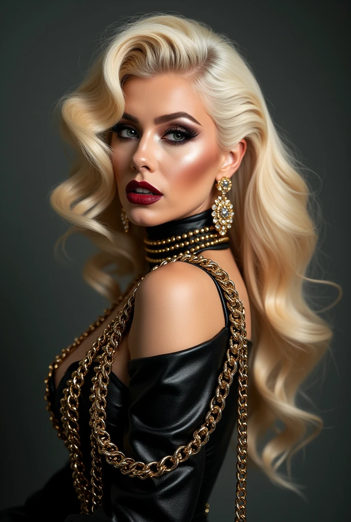 Blonde female drag queen, professional photo studio 8k, extravagant ...
