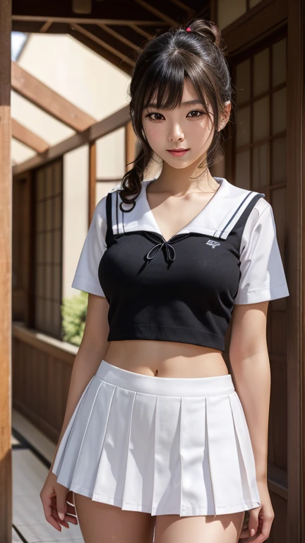 Cute Japanese girl)))、(((exposed navel)))、((Super mini skirt - SeaArt AI