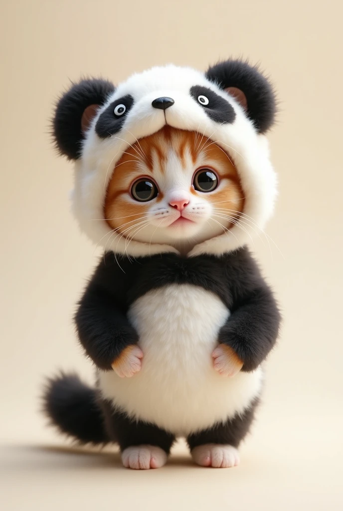 Kitten in a panda costume, cute, Standing, Fluffy - SeaArt AI