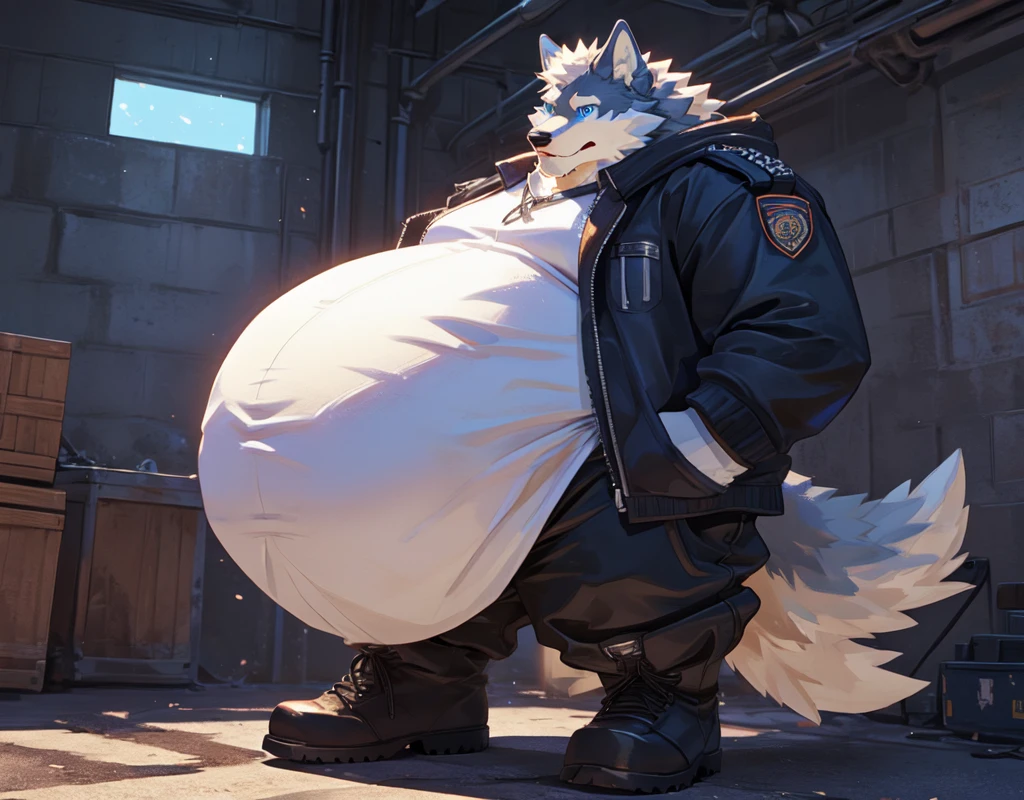 Wolf with Very Extremely oversized massive hyper Belly, very extremely ...