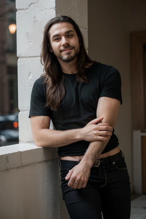 Vampire looks Goth Long hair handsome attractive man, wearing black ...