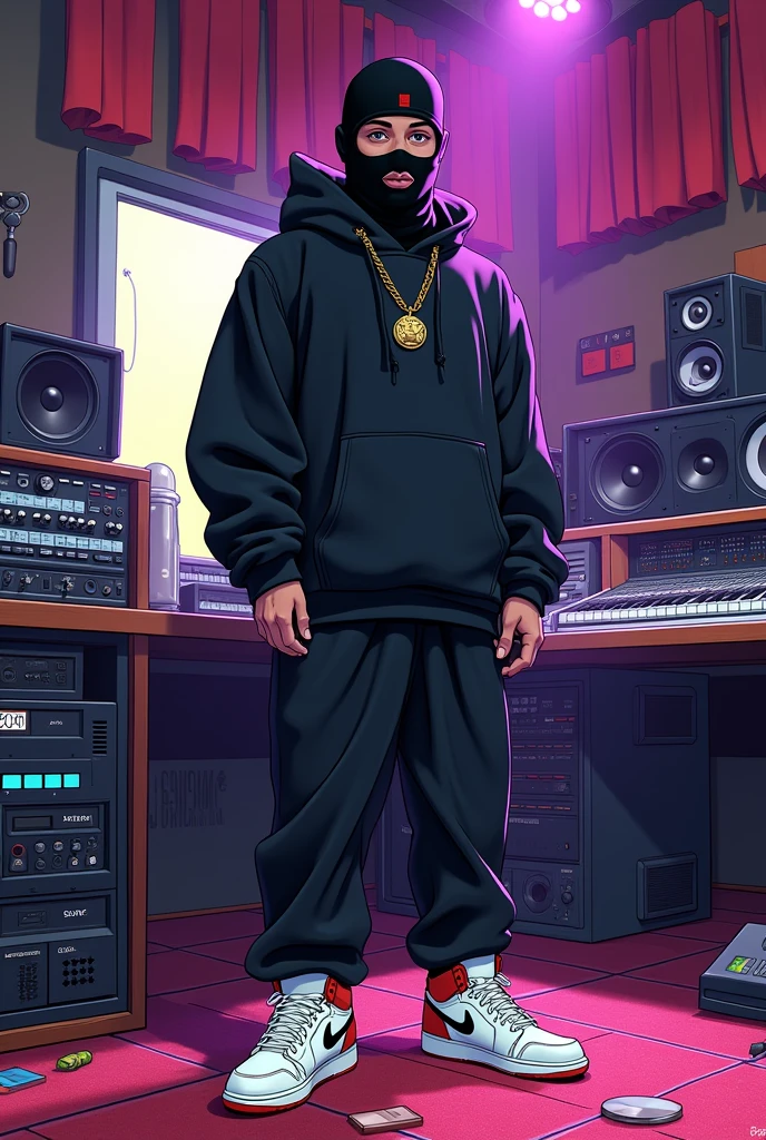 White man "Cartoon style cartoon drawing", rapper in the studio logo ...