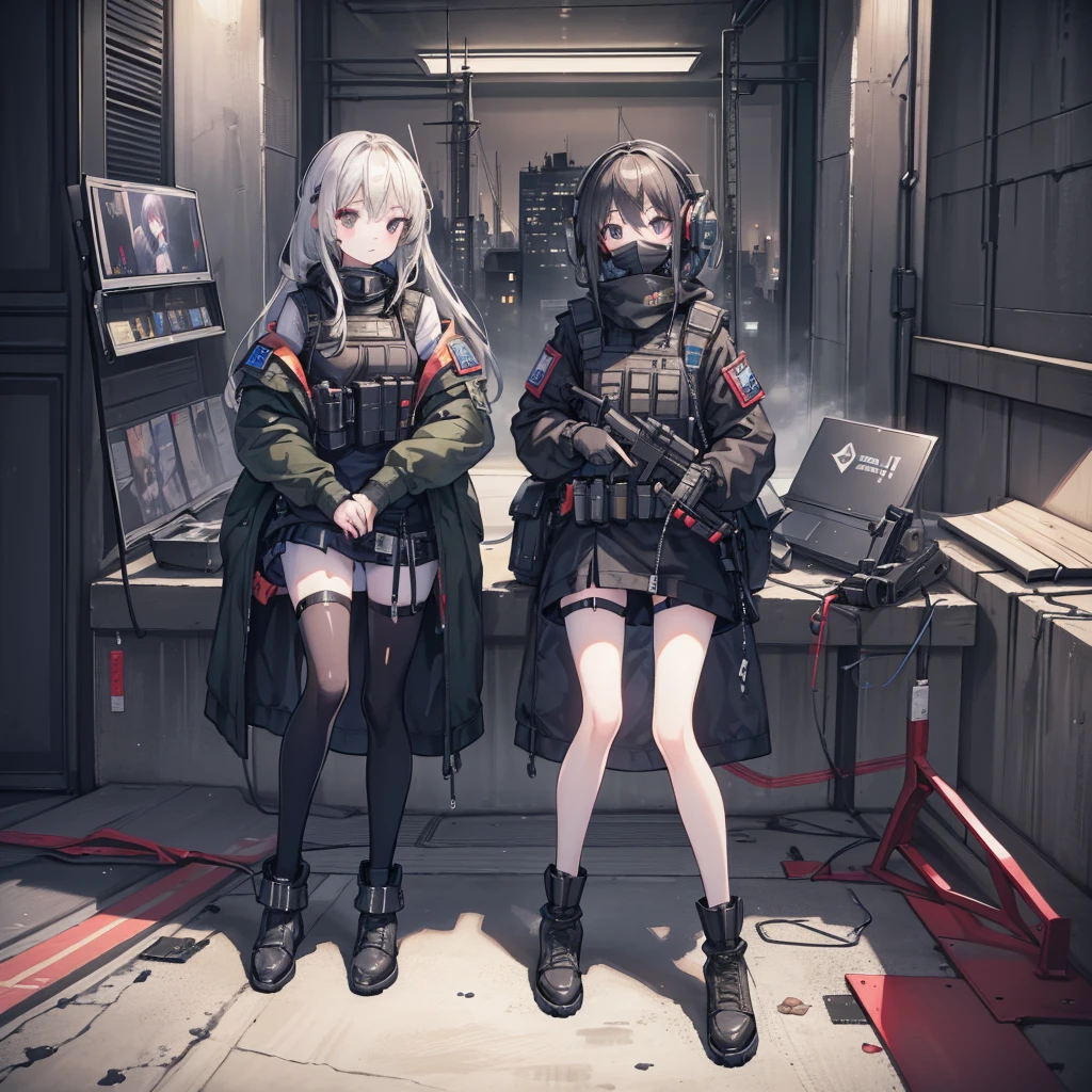 ((high quality)), ((masterpiece)), 8K, 2 girls, Bulletproof vest ...