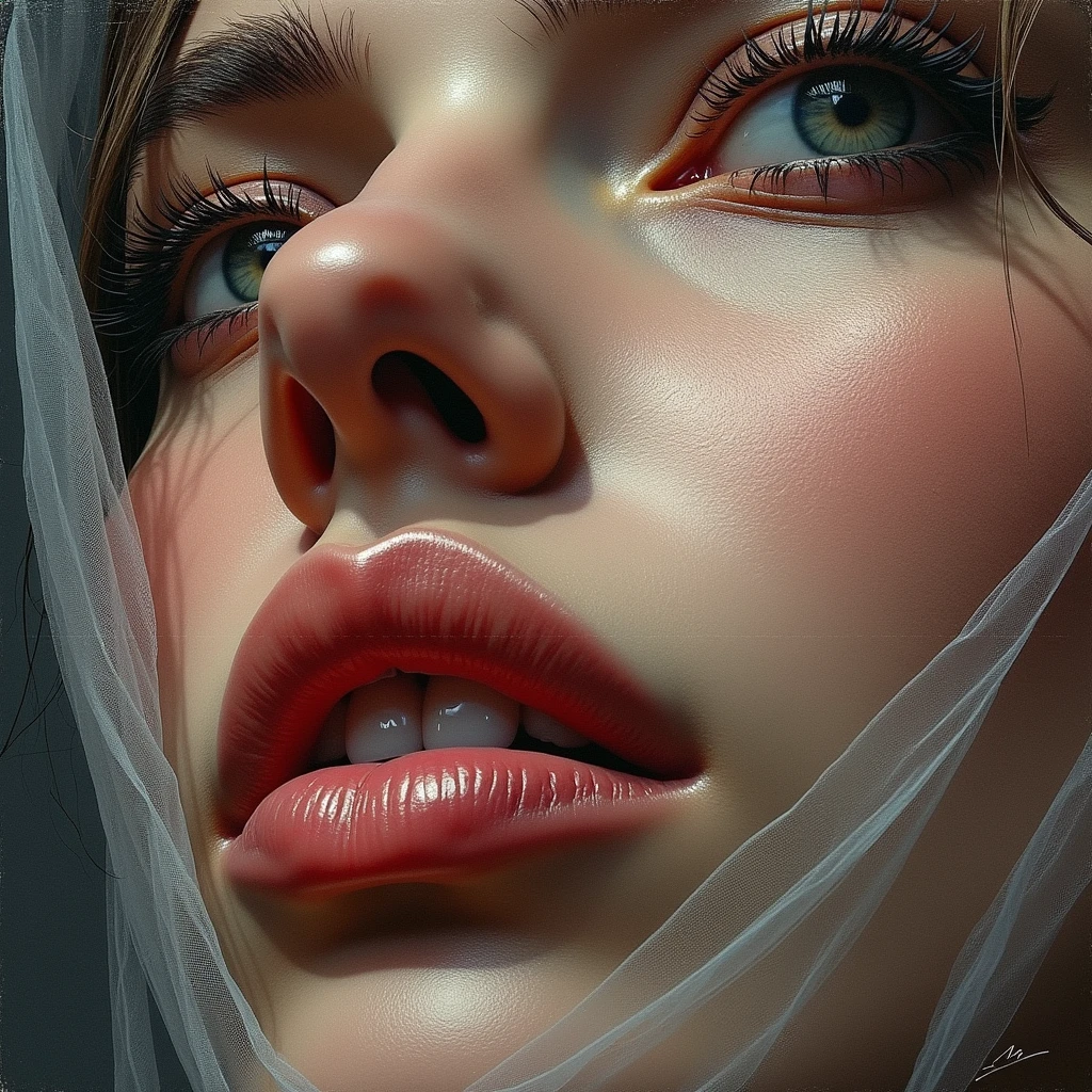 Colour paint realistic portrait k, Female face image, full-screen face ...
