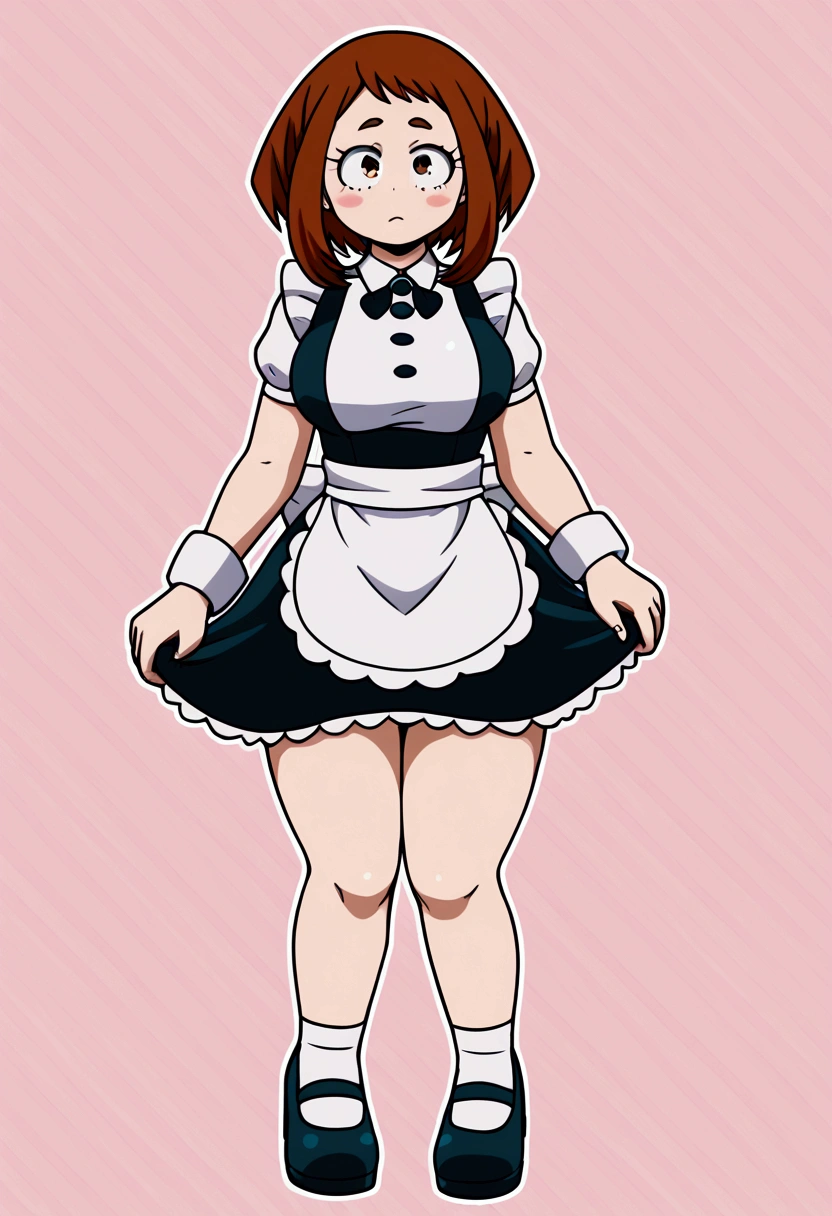 (Ochaco Uraraka),(is a short girl with a curvy figure, fair skin ...