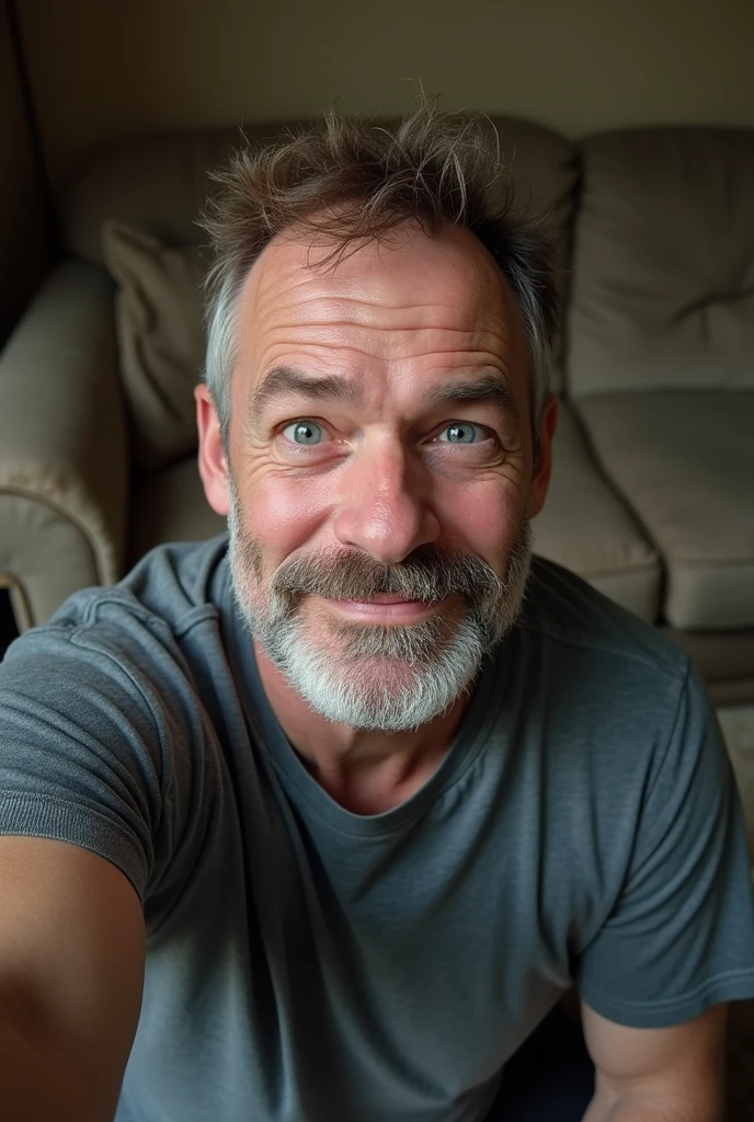 Less than Average caucasian man, 48 , very very short brown beard and ...