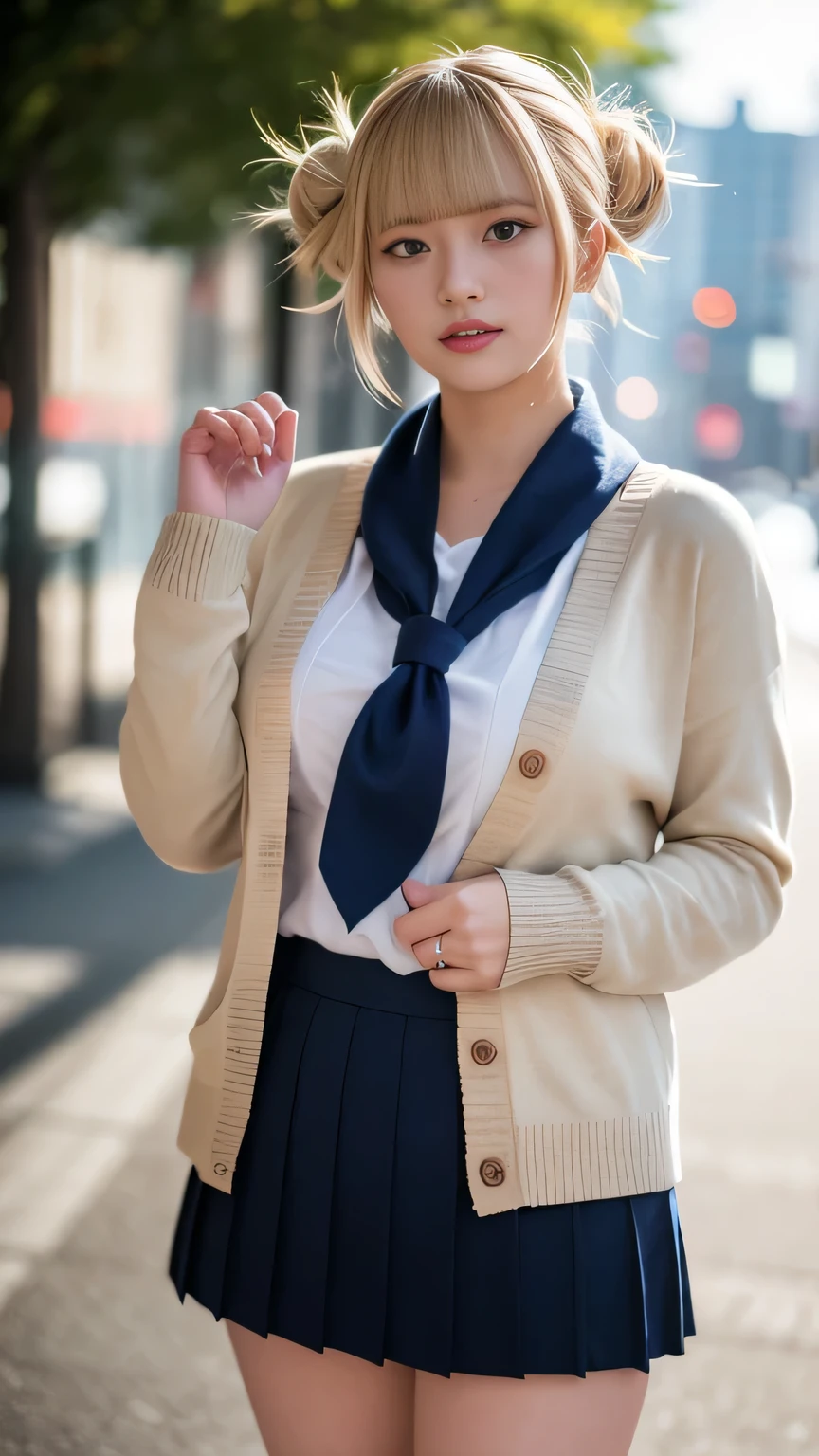 Arafed woman in a school uniform posing for a picture - SeaArt AI
