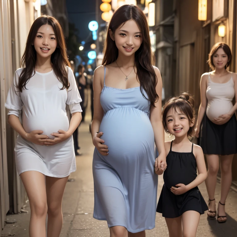 3girls,((((realistic very cute japanese Pregnant mothers are walking ...