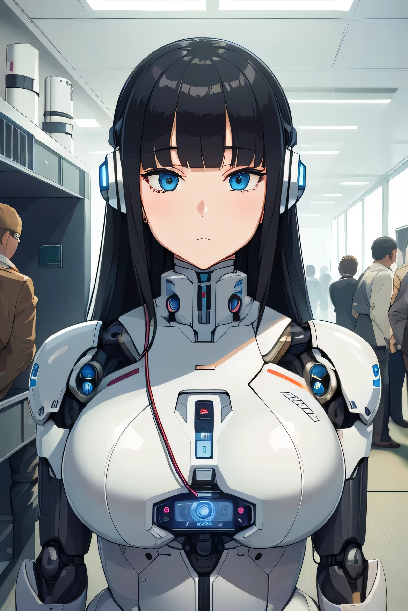Anime girl with headphones and a cell phone in a room - SeaArt AI