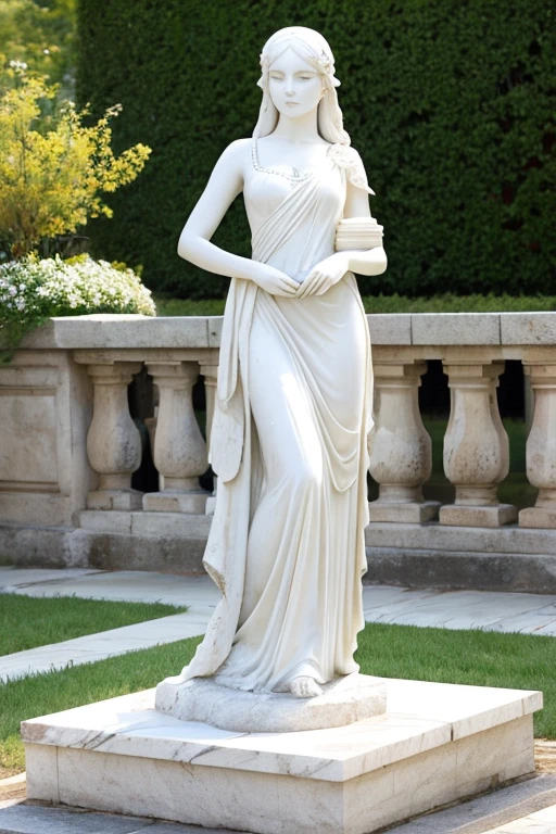 Undine rising from the waters, marble statue, full body - SeaArt AI