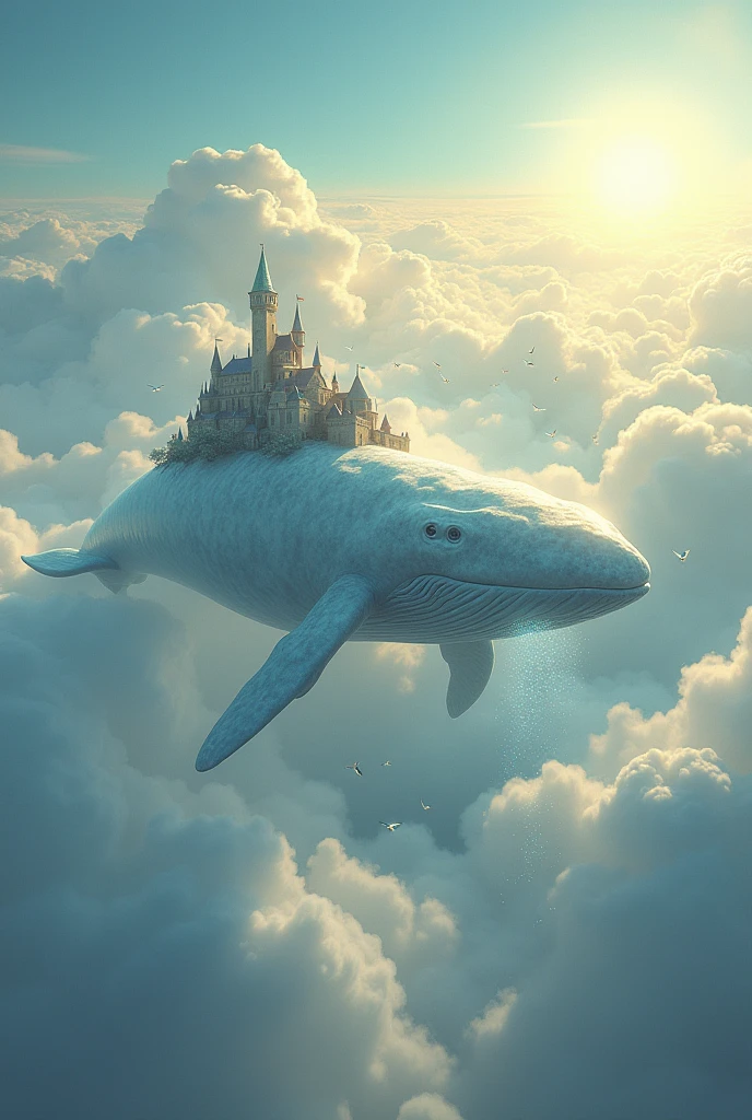 Calm, Huge, A shining whale、Gliding through an endless sea of fluffy ...