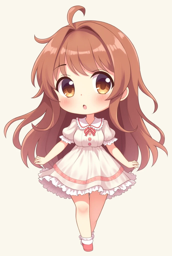 Cute chibi anime girl with long hair, Cute cheeks, cute face - SeaArt AI