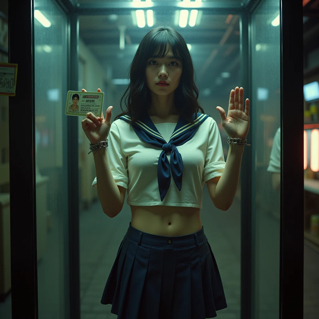 Very sexy Japanese JK trapped in a small glass cube, Hourglass body ...