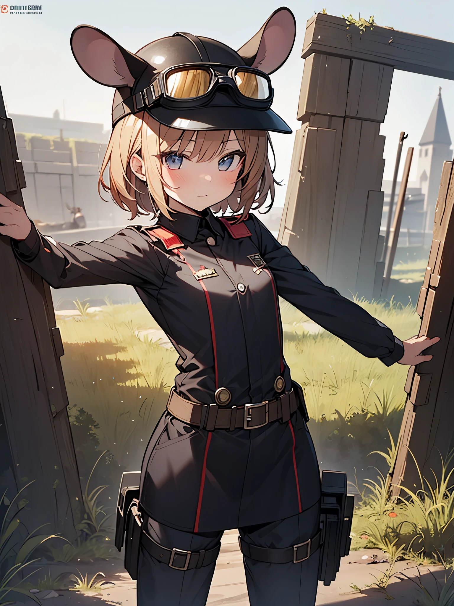 Anime girl in uniform with a gun and a hat - SeaArt AI