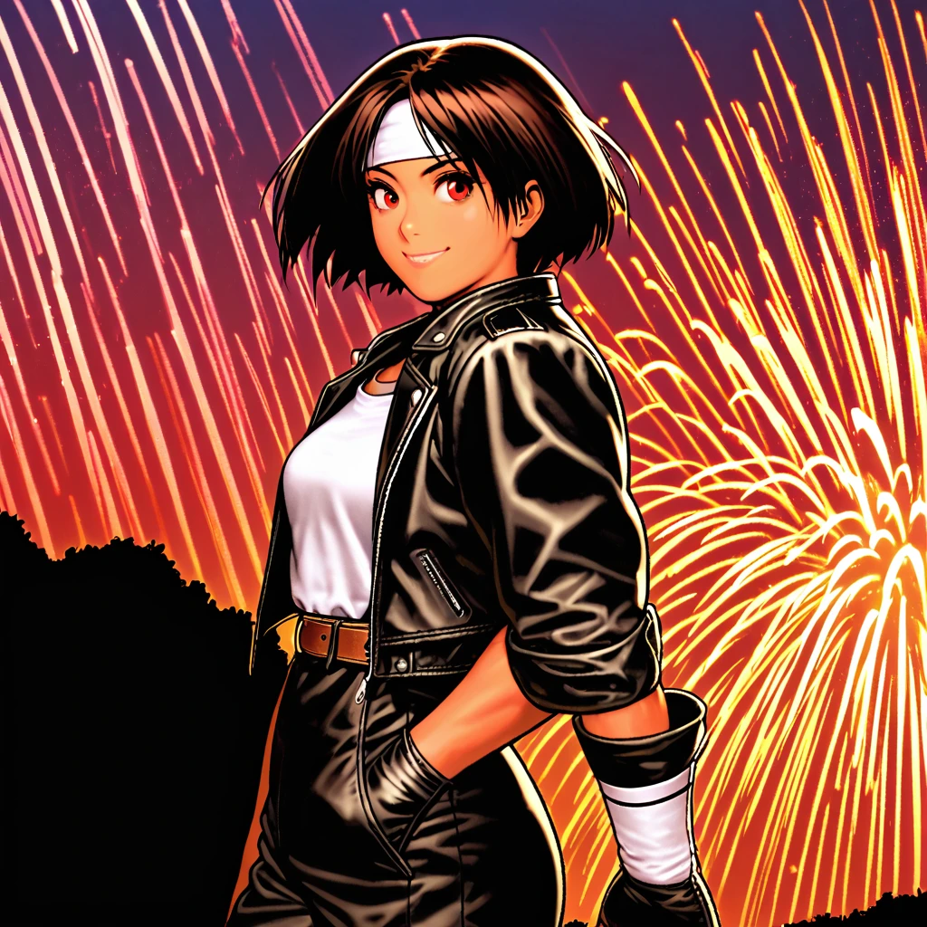 One person,Female,(night sky full of fireworks),fireworks background ...