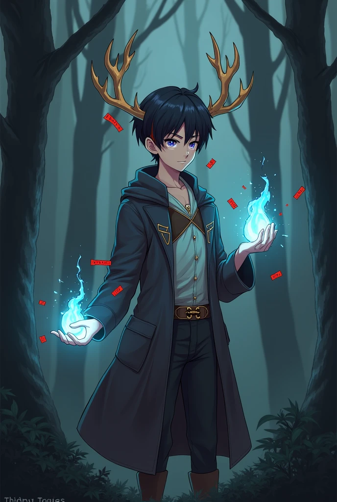 An 1 man, with 2 magic horns, that are not physically attached to the ...
