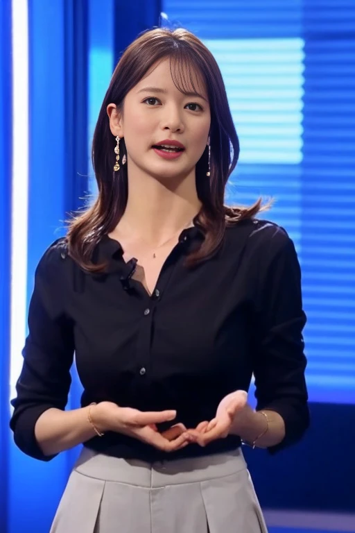 (Best Quality, 8k,),One Girl, Beautiful TV presenter lifts her skirt ...