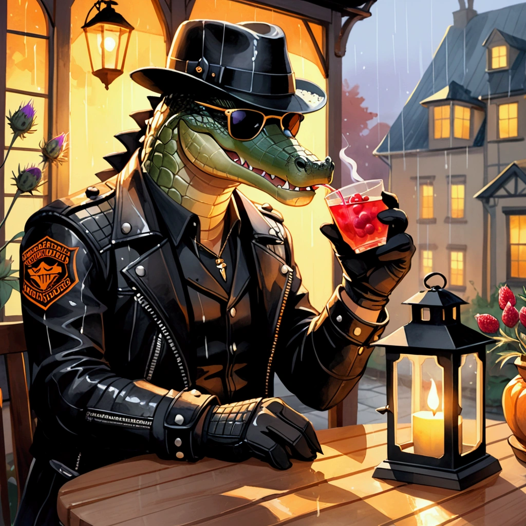 Closeup, An extremely badass crocodile wearing an insanely cool black ...