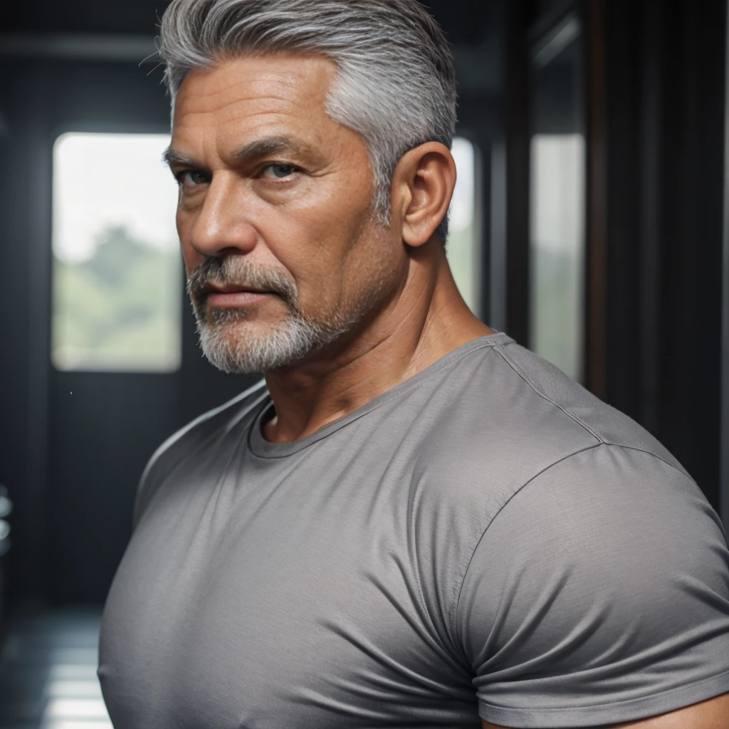 1man, middle-aged man, 6, handsome, gray haired color, grey beard ...