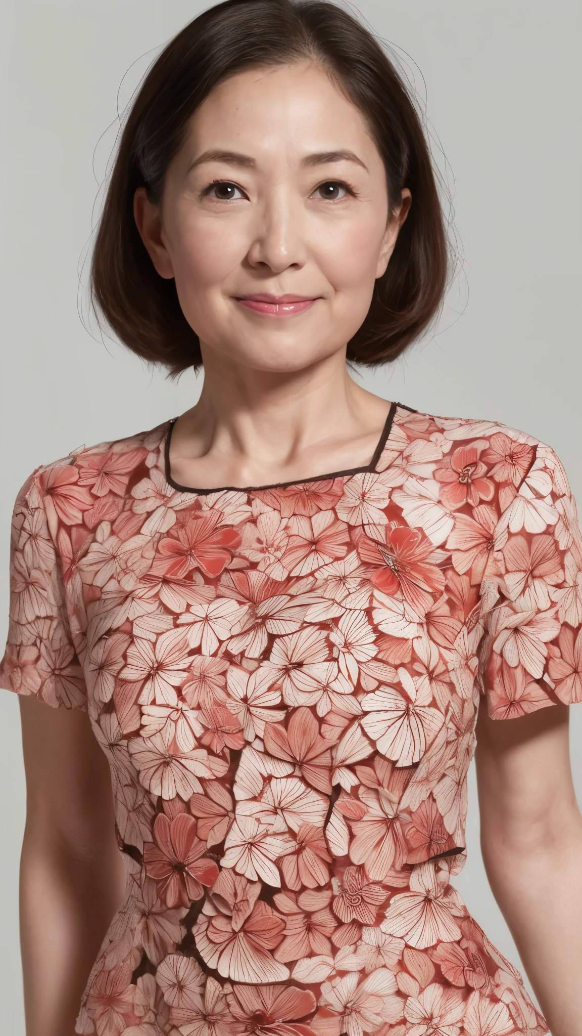 A close up of a woman in a floral dress posing for a picture - SeaArt AI