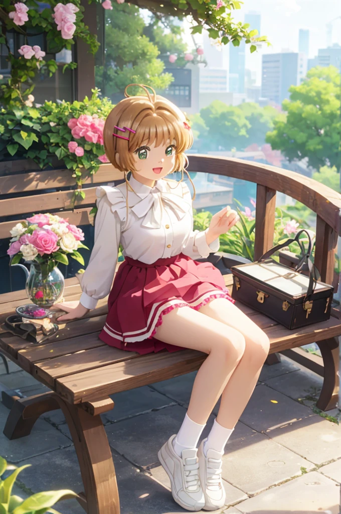 A beautiful girl dancing happily in a flower garden, anime girl - SeaArt AI