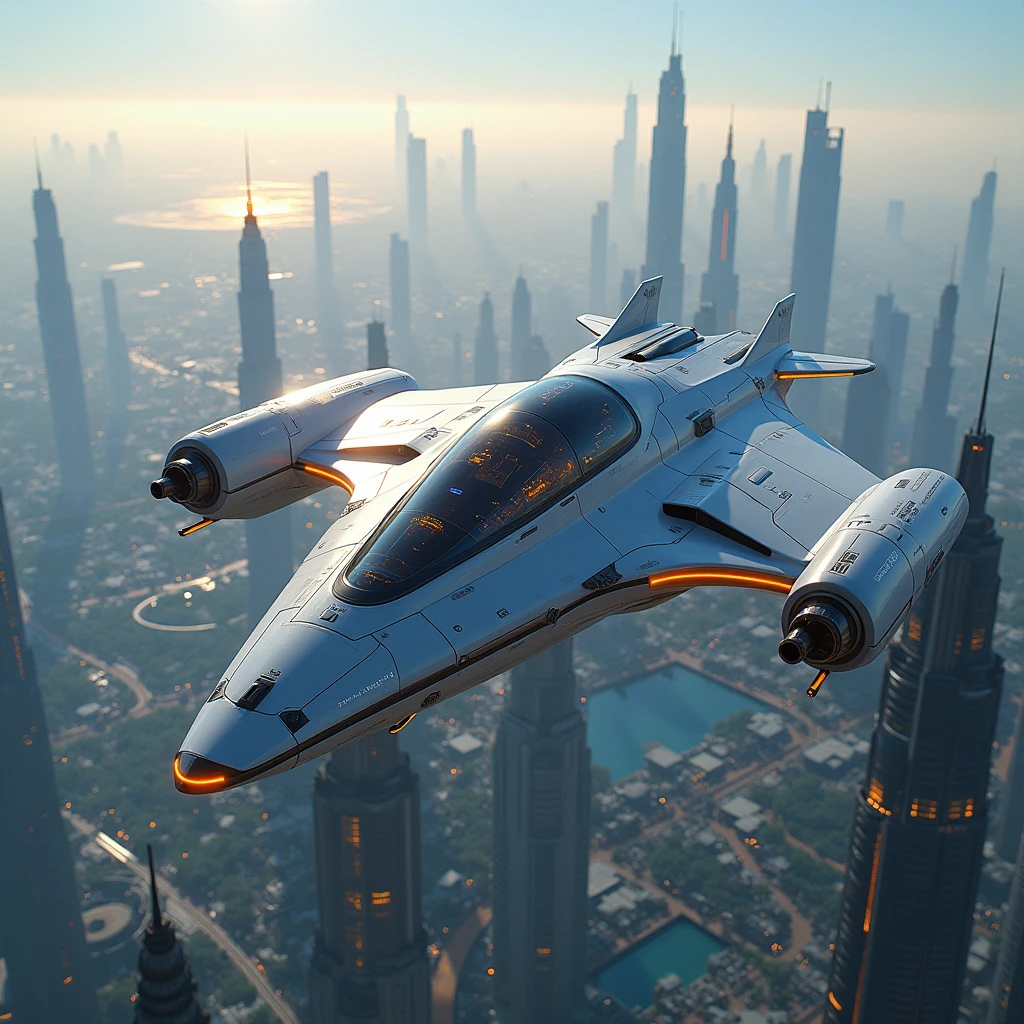Imagine a futuristic world where this sleek spaceship is the primary ...
