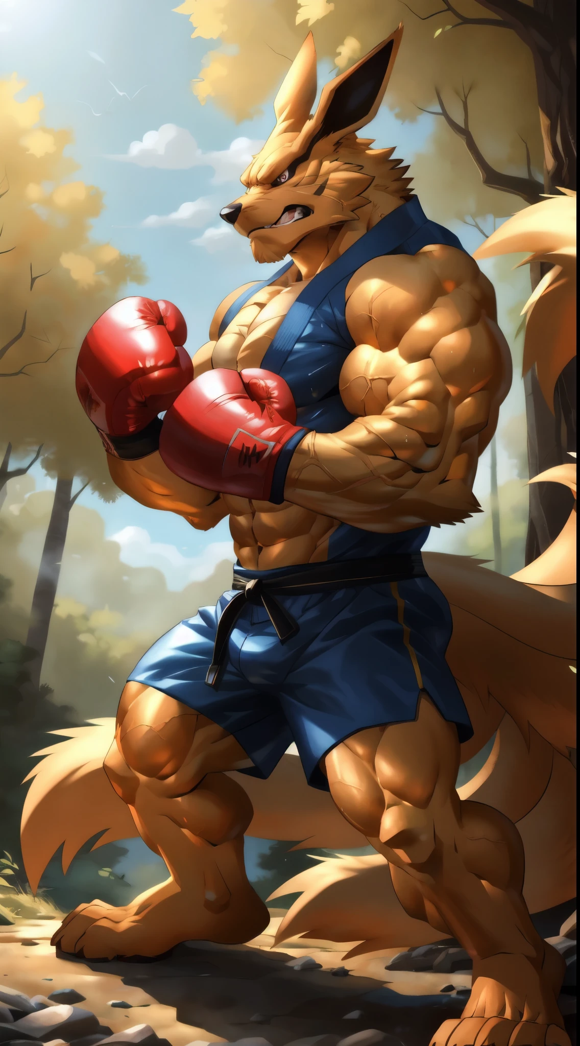 A cartoon picture of a man with a boxing glove - SeaArt AI