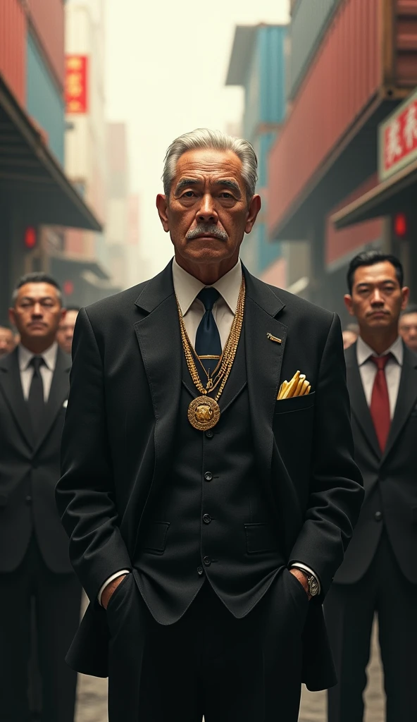 Realistic, Chinese triad, mafia boss, an older man, elegant and well ...