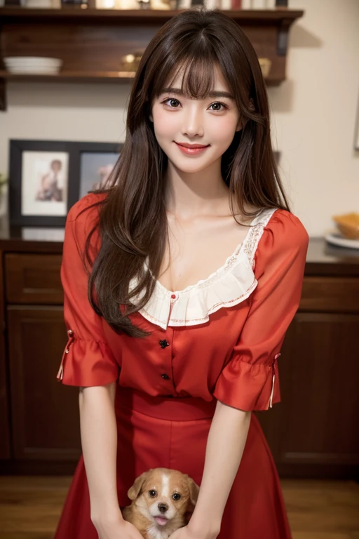 High resolution,bangs, Brown Hair, Long Hair, Brown eyes、chest - SeaArt AI