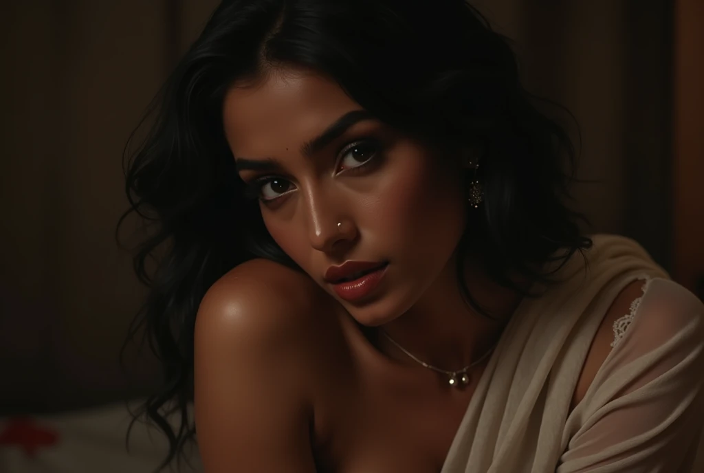 Lying Indian beauty, gushing eroticism, full body shot, nsfw - SeaArt AI