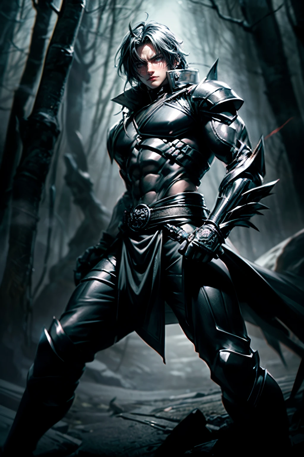 A close up of a person in armor holding a sword - SeaArt AI