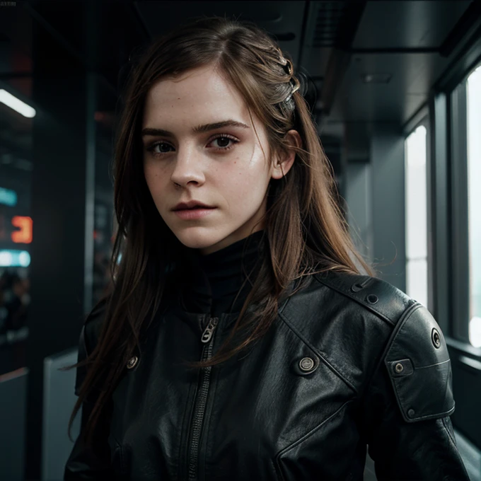 Emma Watson（Emma Watson), Long Straight Hair::Futuristic cyberpunk ...